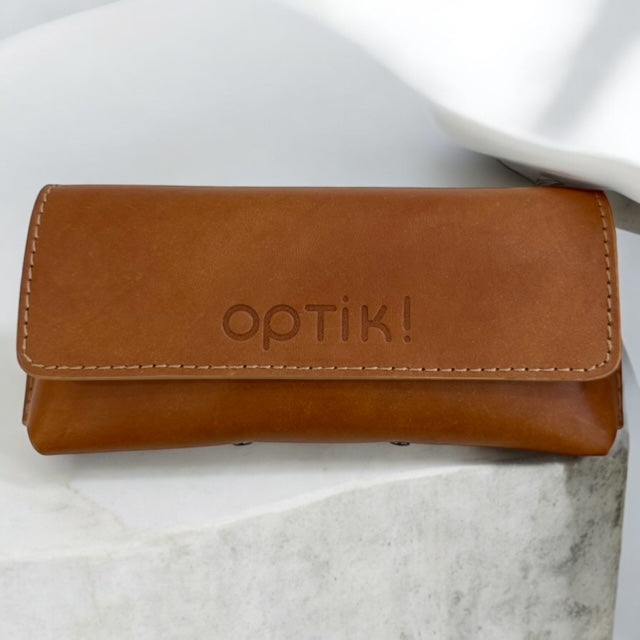 OPTIK! case medium in brown 100% real leather– Optik! European Eyewear