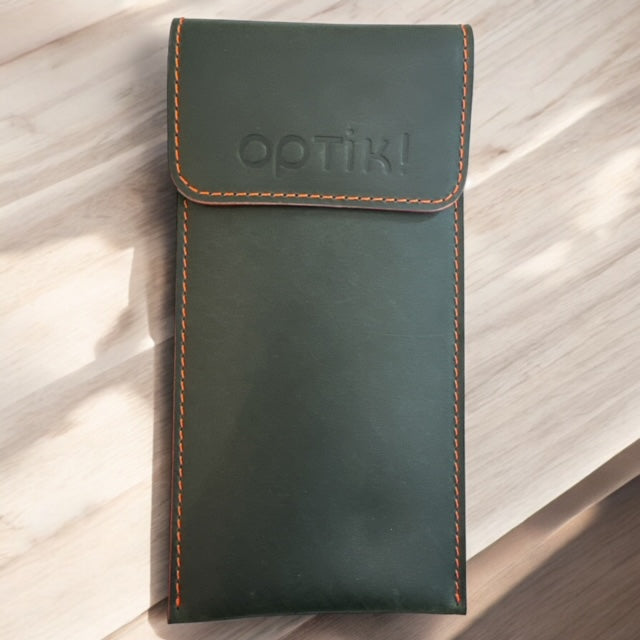 OPTIK! case flat in sage green/orange leather 100% real leather– Optik ...
