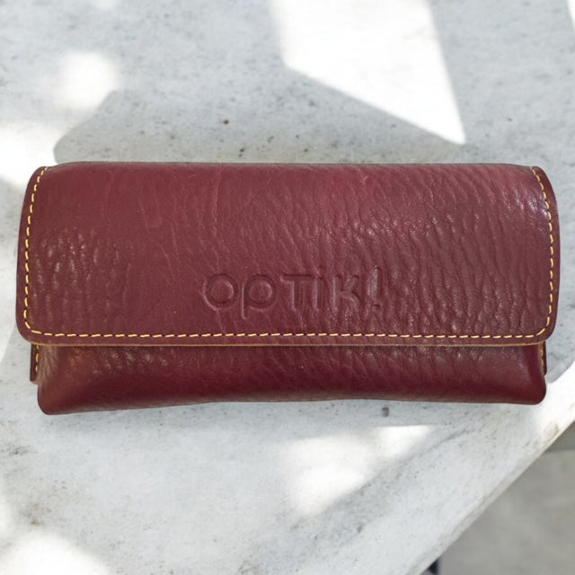 OPTIK! case medium in burgundy/yellow 100% real leather– Optik ...